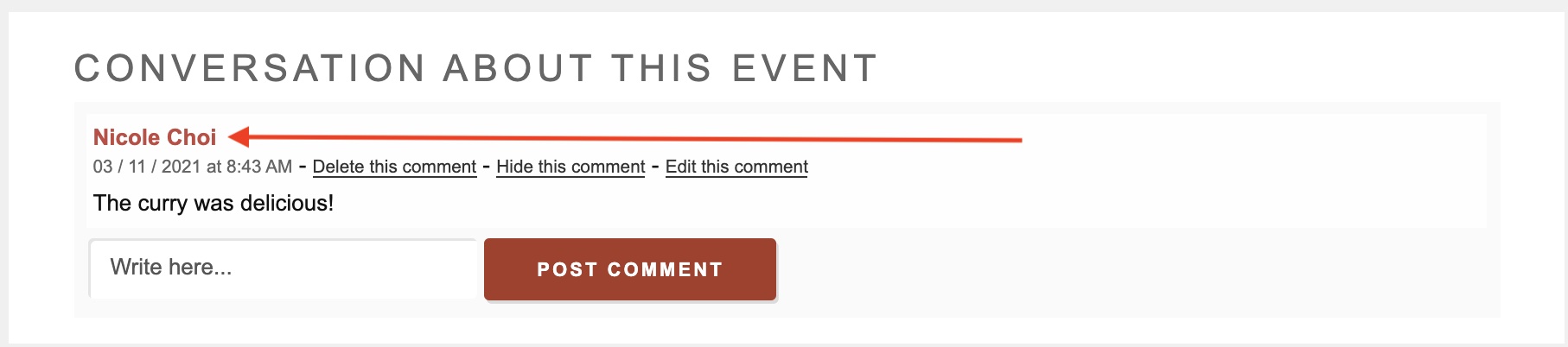 How to post a comment on an event? – HELPFUL VILLAGE