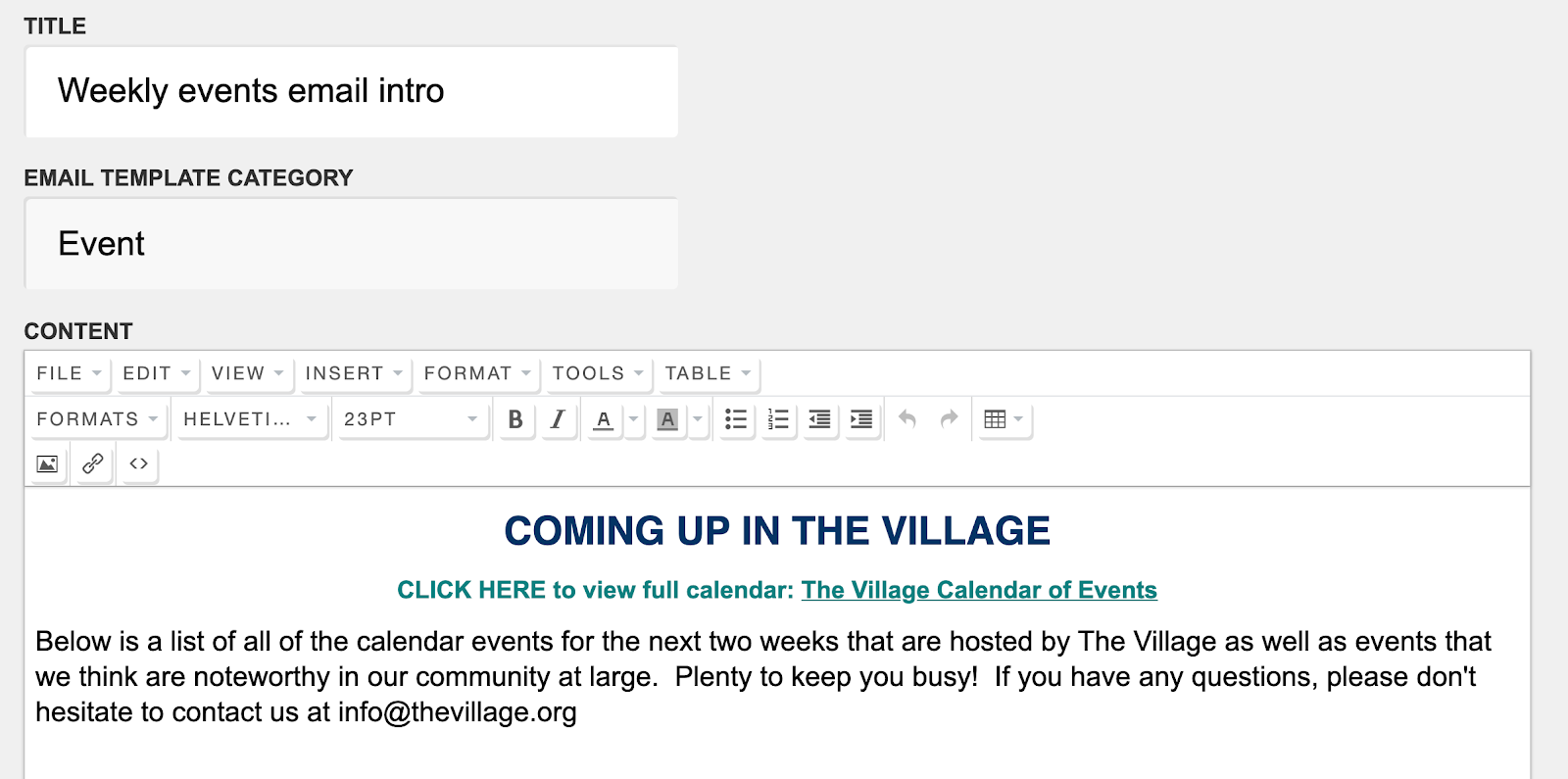 How to set up the Upcoming Weekly Events email ? – HELPFUL VILLAGE