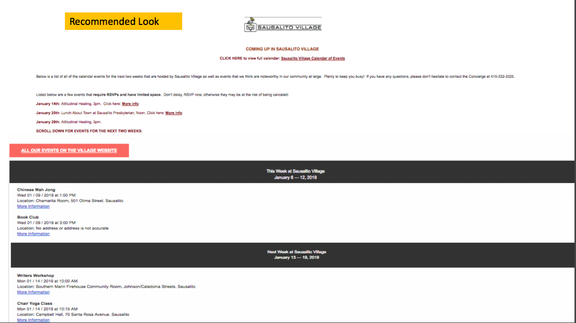 How to set up the Upcoming Weekly Events email ? – HELPFUL VILLAGE