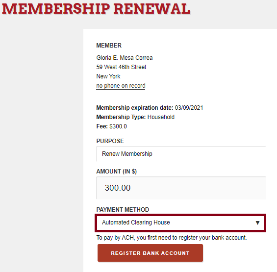 How to renew your membership with ACH (Automated Clearance House ...