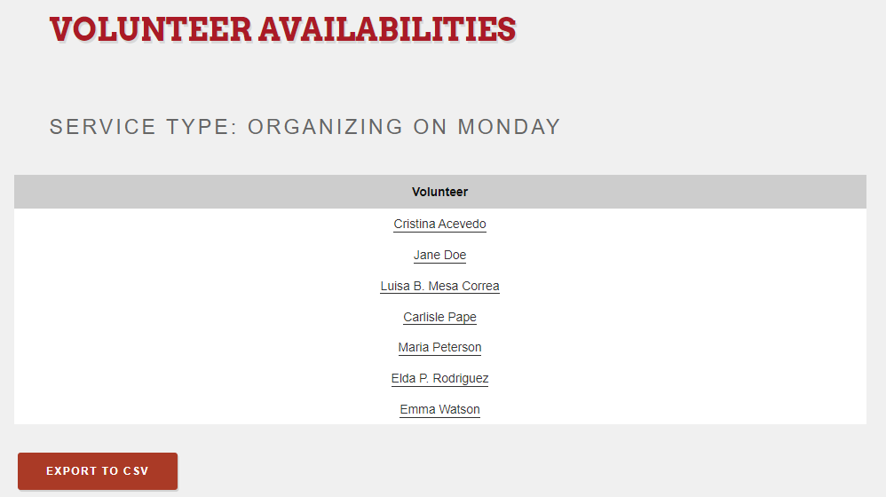 How to check volunteers availability by volunteer services and by days ...